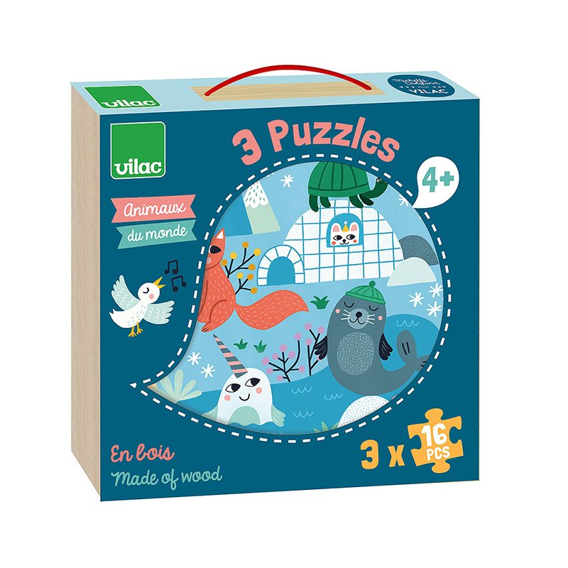 3 Puzzles Les Animaux du monde à partir de 3 ans